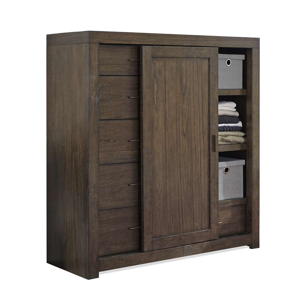 Emery Park - Modern Loft Sliding Door Chest in Brownstone Finish - IML ...