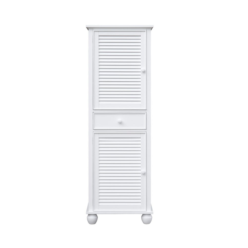 Sunset Trading - White Shutter Wood Tall Cabinet - Doors - Drawer - CF ...