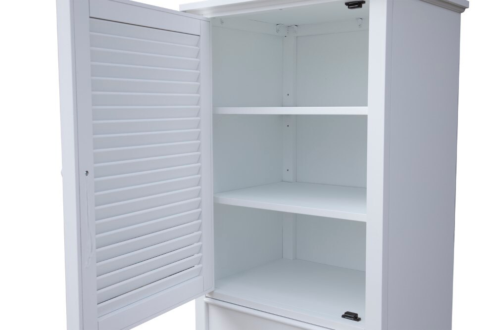 Sunset Trading - White Shutter Wood Tall Cabinet - Doors - Drawer - CF ...