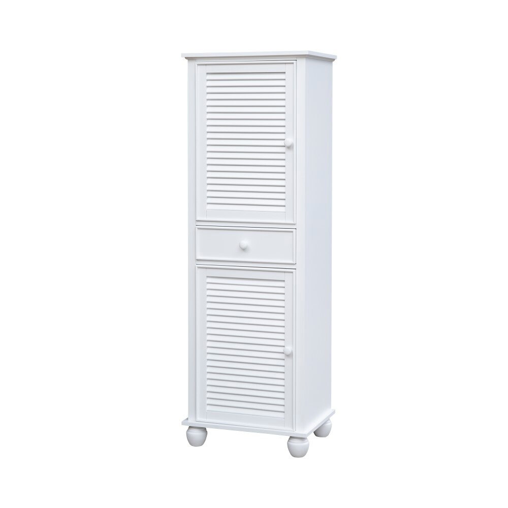 Sunset Trading - White Shutter Wood Tall Cabinet - Doors - Drawer - CF ...